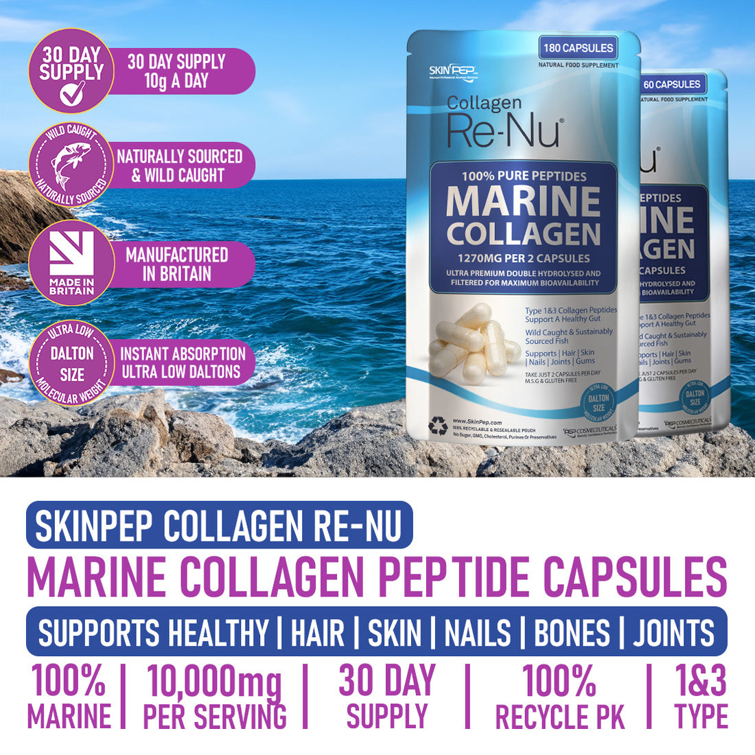 Collagen Capsules Marine & Bovine – SkinPep - Premium Professional ...